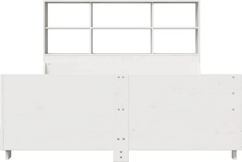 Postel s knihovnou bez matrace bílá 160 x 200 cm masivní dřevo 3323801