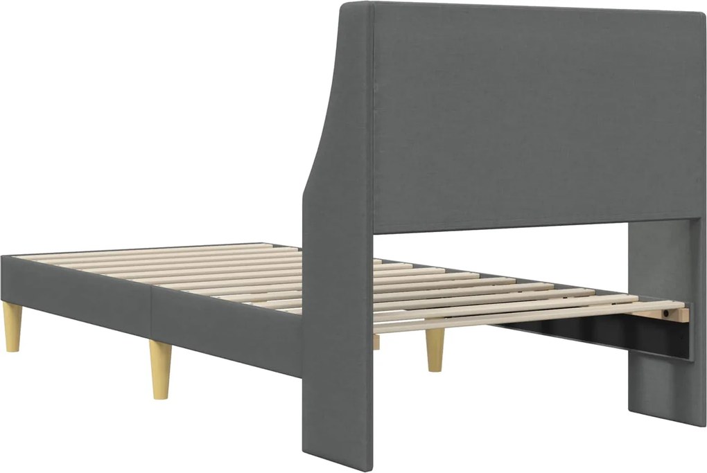 Rám postele s čelo Tmavě šedá 90 x 190 cm Textil 3414660