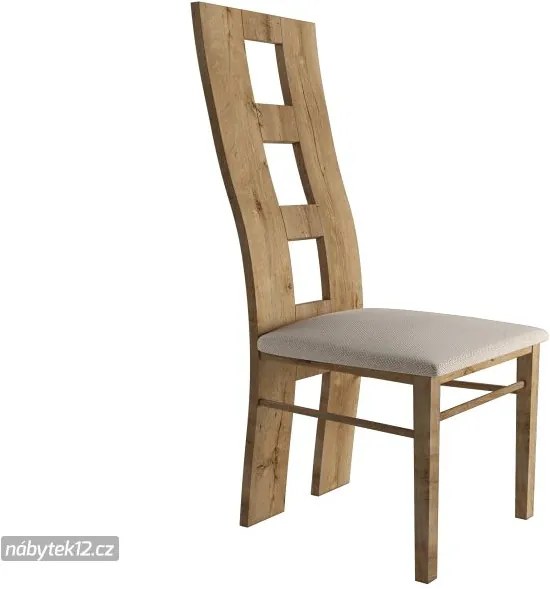 Designová jídelní židle Montes, LTD + ABS, dub lefkas / ořech, 43x97x40 cm