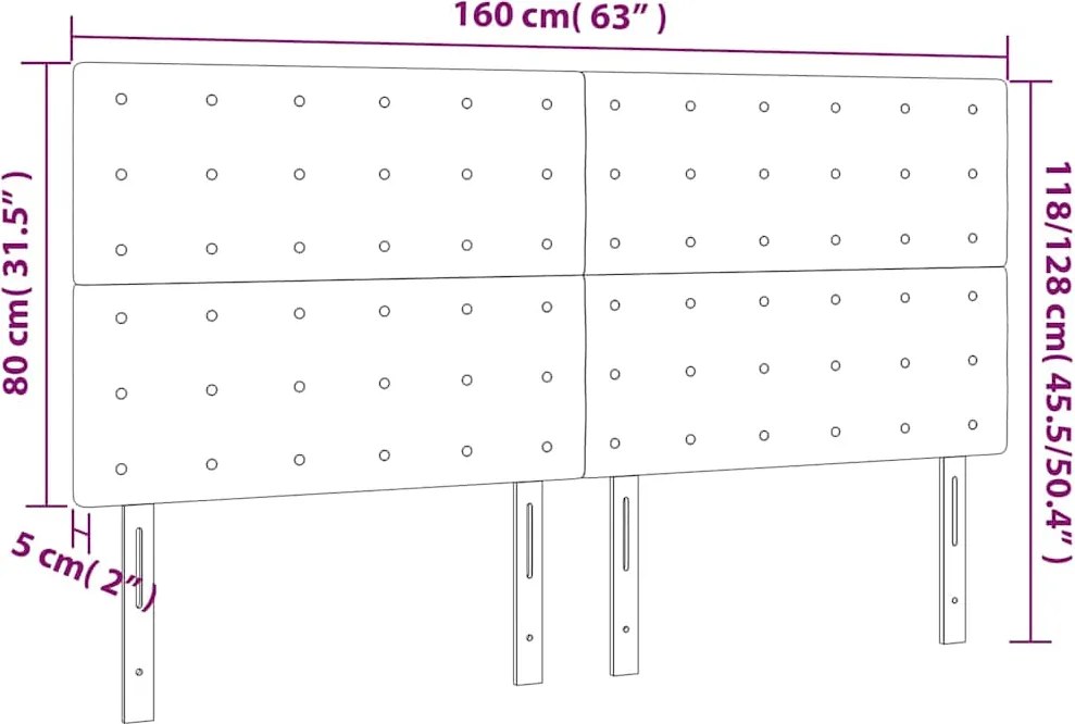 Čelo postele s LED tmavě hnědé 160x5x118/128 cm textil 3122867