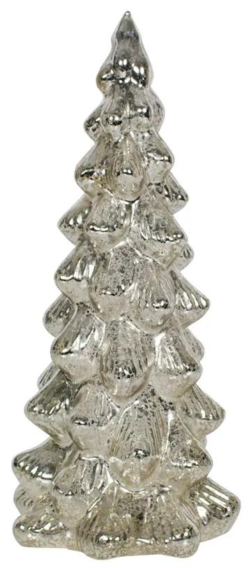 Stříbrný svítící skleněný stromek Led M - Ø11*26cm