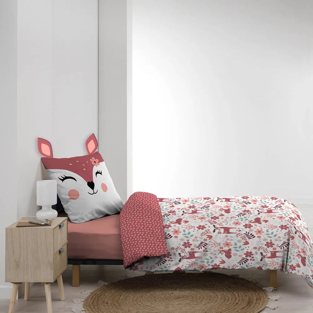 Bílé/růžové bavlněné dětské povlečení na jednolůžko 140x200 cm Bichette – douceur d'intérieur