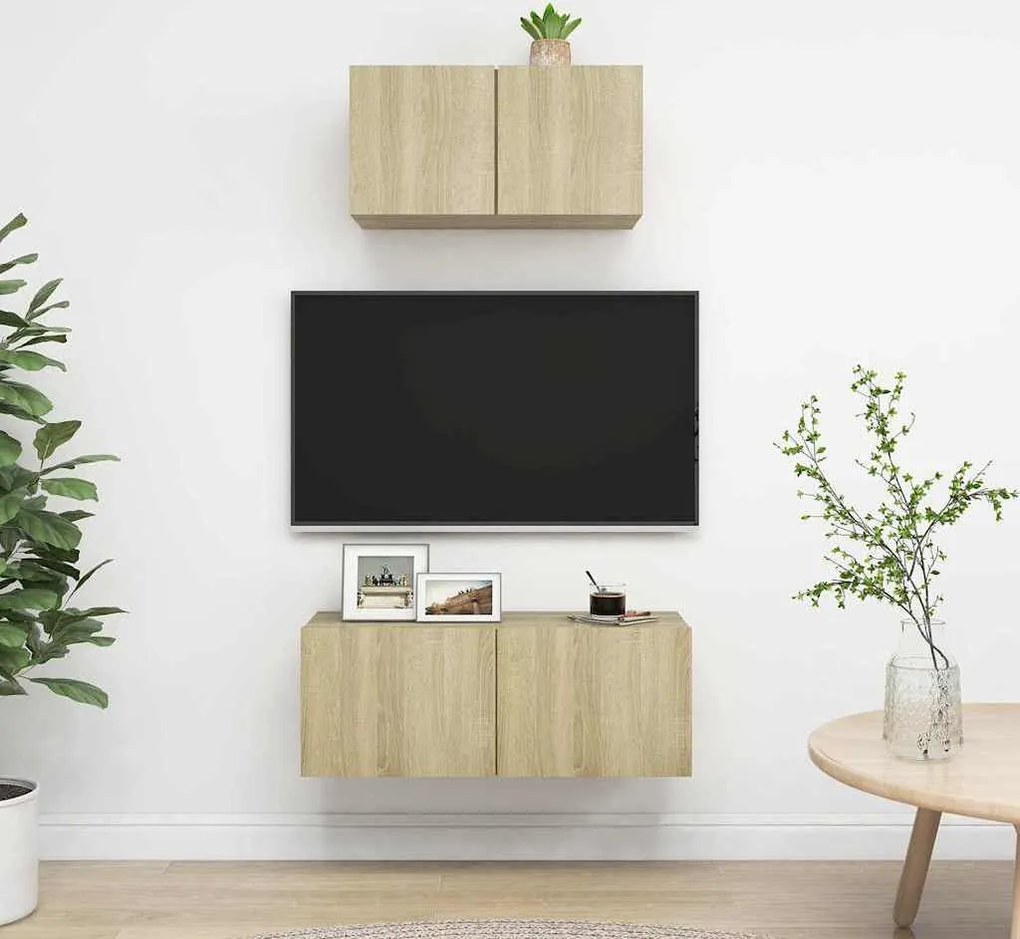 vidaXL 2dílný set TV skříněk dřevotříska [3079120] Barva: dub sonoma
