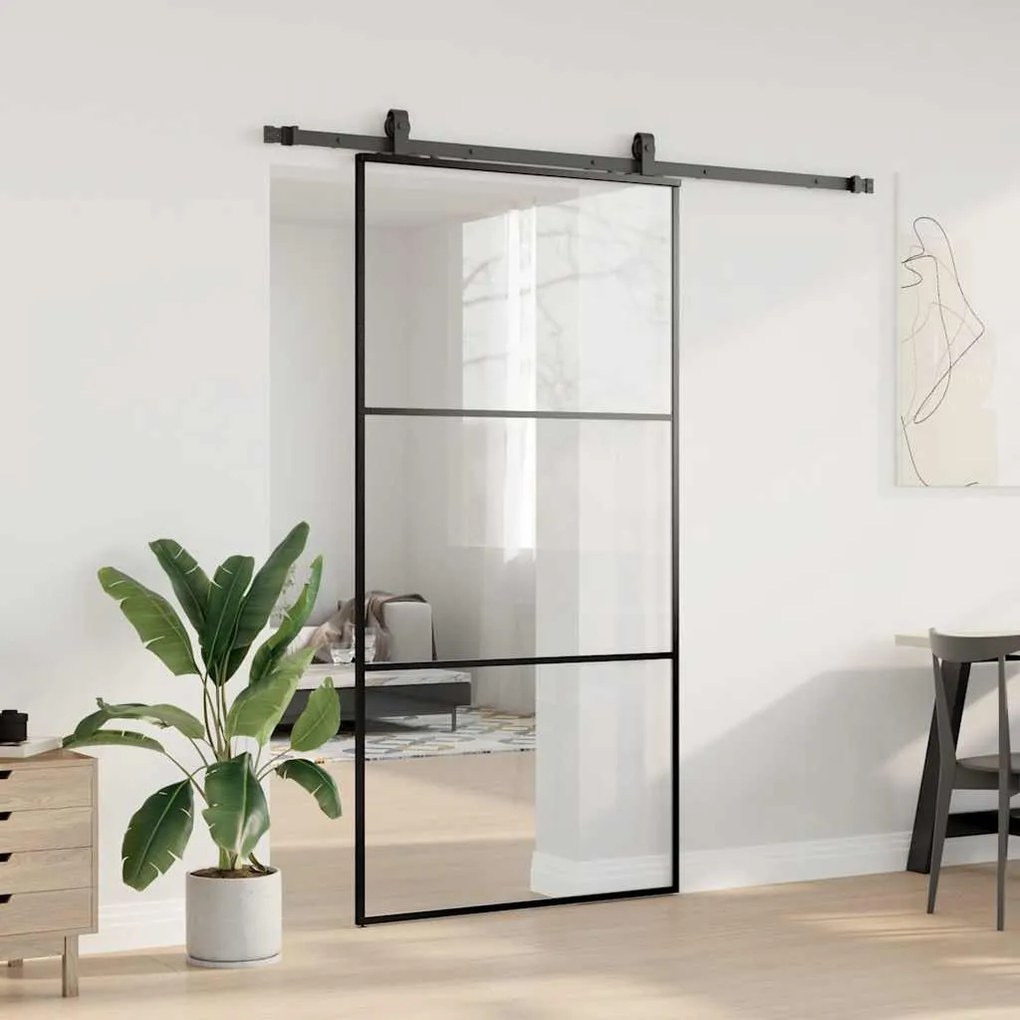 Posuvné dveře se sadou kování černé 102x205 cm ESG Glass 3375843