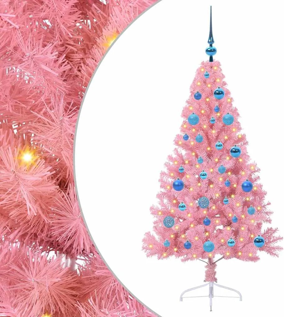 Umělý osvětlený vánoční stromeček Růžová 150 cm PVC 3397070