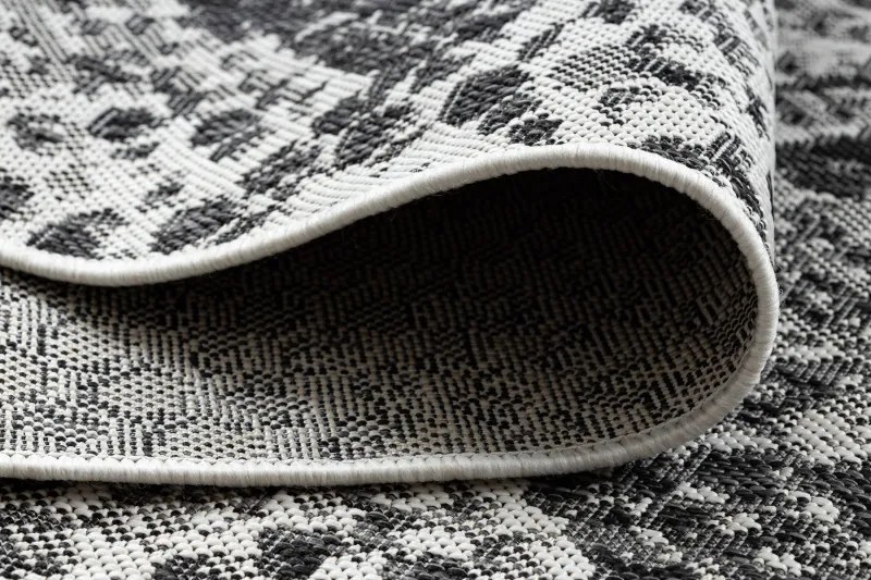 Dywany Łuszczów, Kusový koberec Sion Sisal Snake`s skin 22162 ecru/black – na ven i na doma, 160x220, šedá, chodba / předsíň