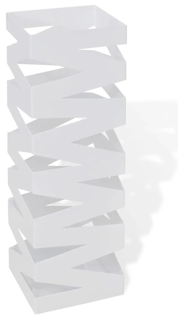 Bílý hranatý stojan na deštníky a vycházkové hole, ocelový, 48,5 cm 242468