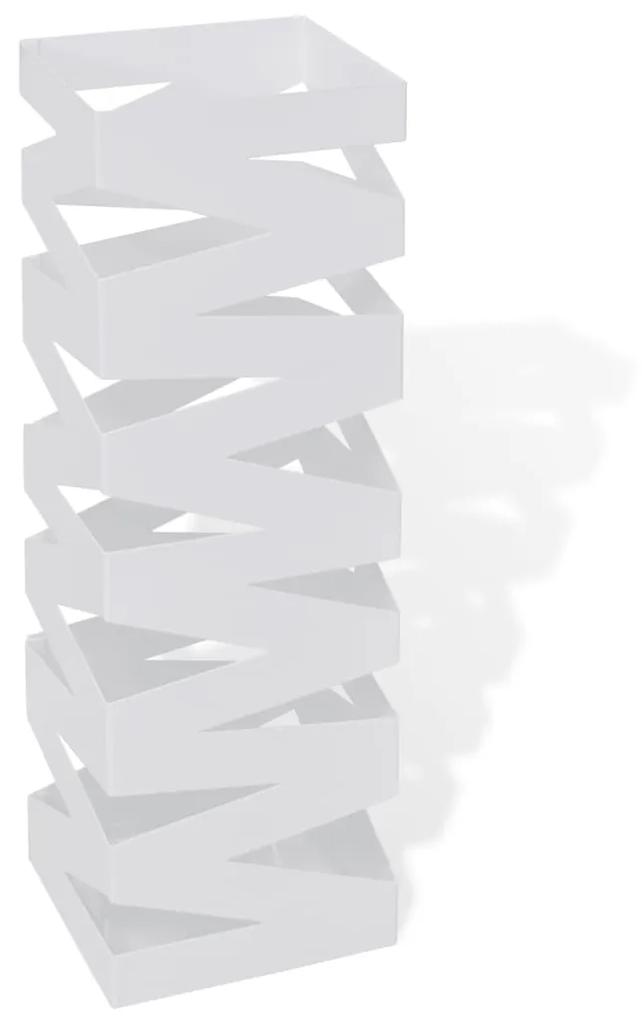 242468 vidaXL Bílý hranatý stojan na deštníky a vycházkové hole, ocelový, 48,5 cm