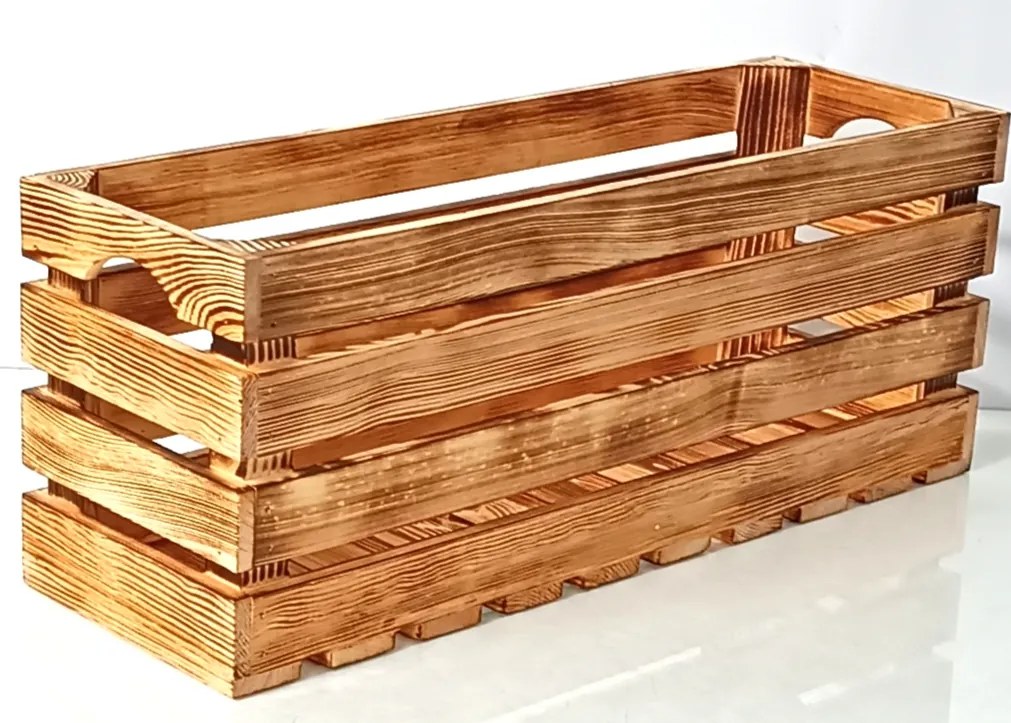Dřevěná bedýnka 60x20x24 cm - opalovaná