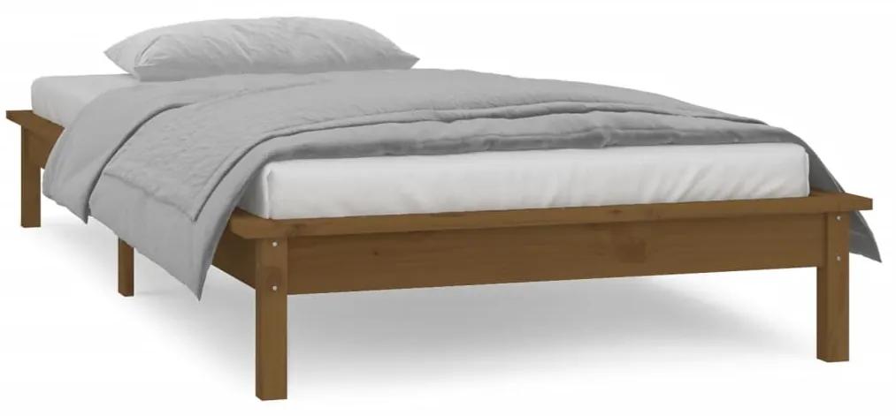 Rám postele s LED světlem medově hnědý 90 x 200 masivní dřevo - Default Title