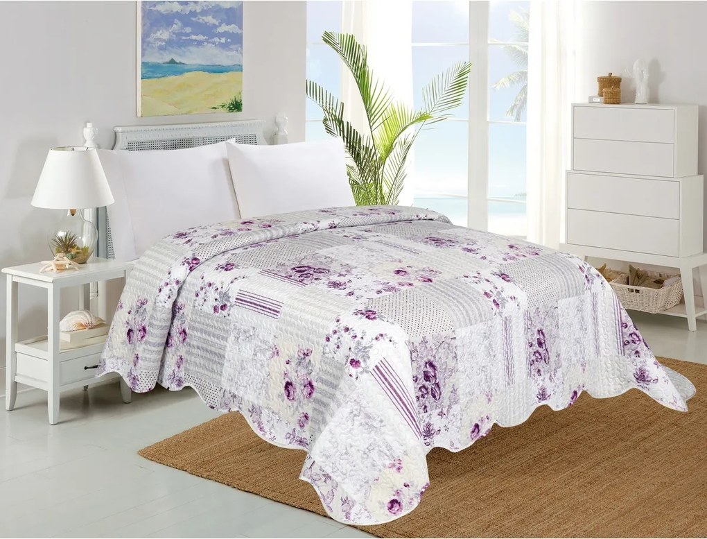 Jahu Přehoz na postel Kytka fialová, 220 x 240 cm