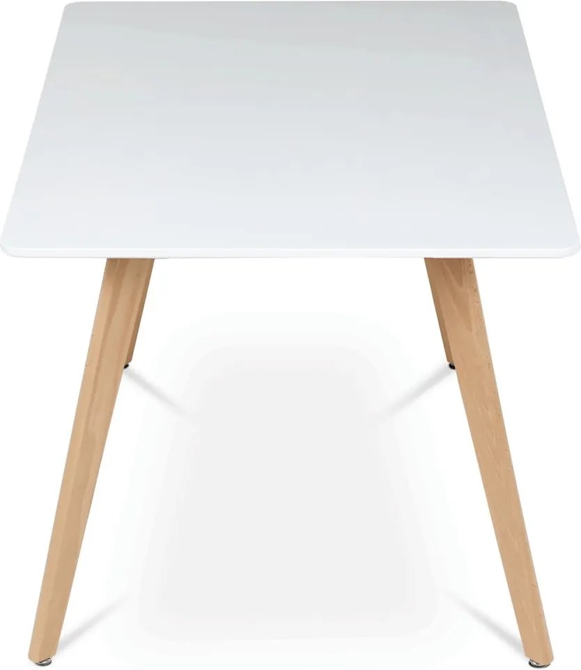 Jídelní stůl, MDF, bílý matný lak, masiv buk (120 x 80) cm