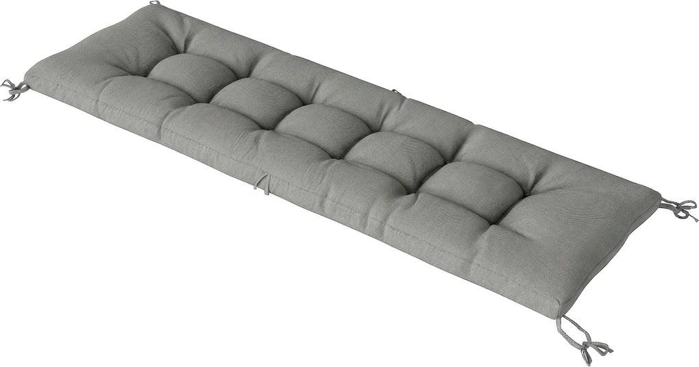Outsunny polštář na lavici — polštář na lavici a lehátko se zavazovacími pásky, ochrana UV50+, výplň s pomalým návratem, 198×65×13 cm, světle šedý | A