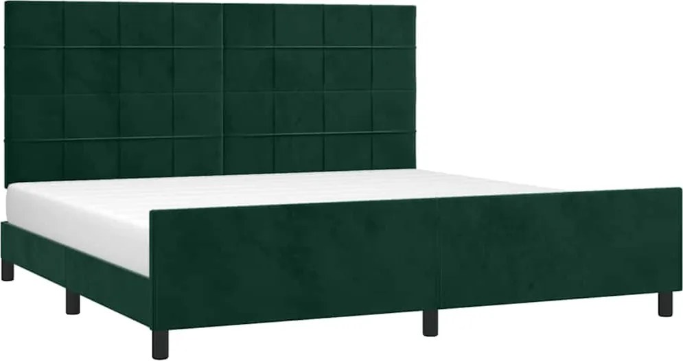 Rám postele bez matrace tmavě zelená 200 x 200 cm samet 3125778