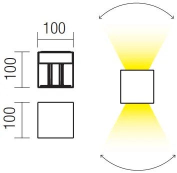 Redo 90174 Vary, hnědé venkovní svítidlo s nastavitelným úhlem svícení LED 2x6W 3000K, 10x10cm