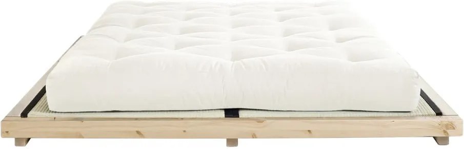 Dvoulůžková postel z borovicového dřeva s matrací a tatami Karup Design Dock Comfort Mat Natural Clear/Natural, 140 x 200 cm
