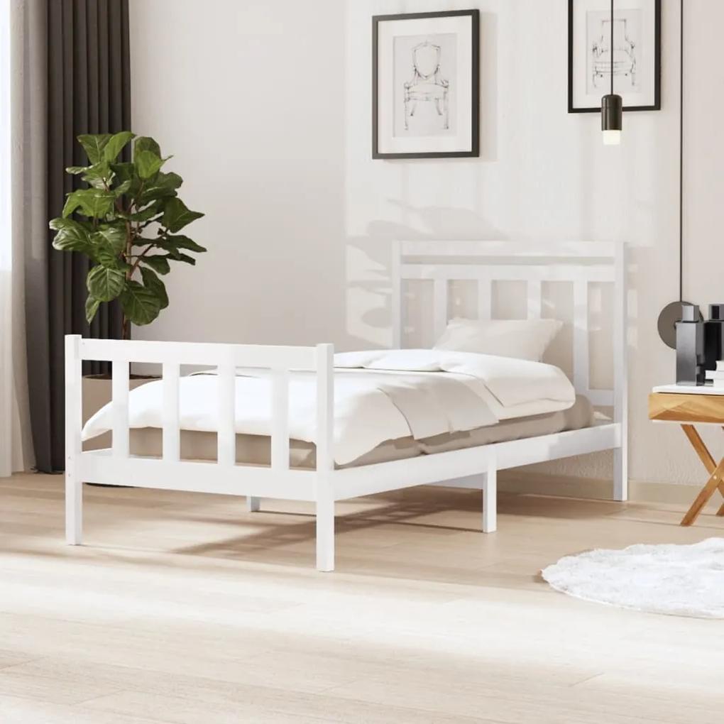 Rám postele bílý masivní dřevo 100 x 200 cm,  3100710