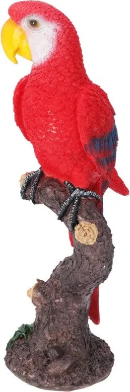 Papoušek na pařezu – červený 38 cm