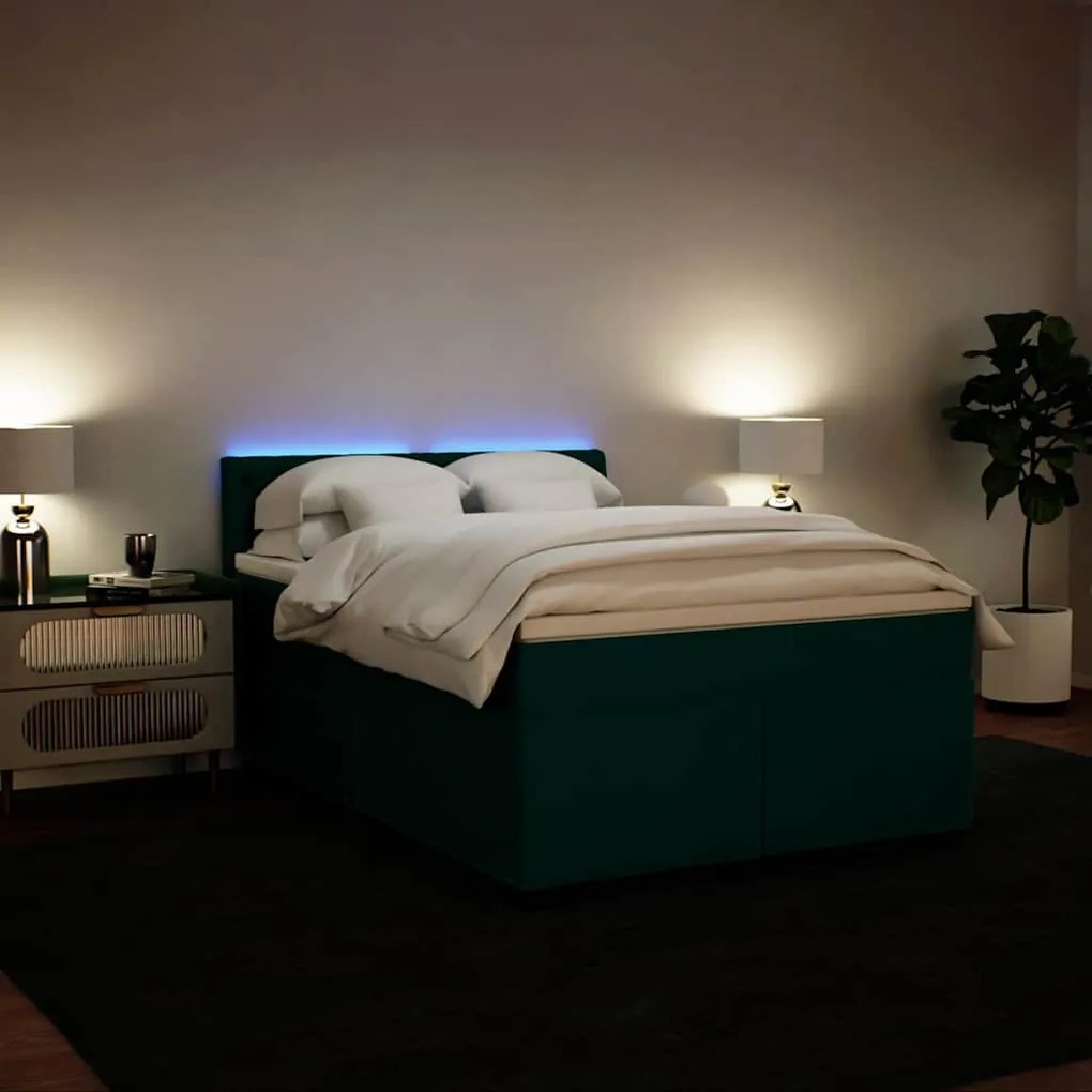 Box spring postel s matrací tmavě zelená 140x190 cm samet 3288615