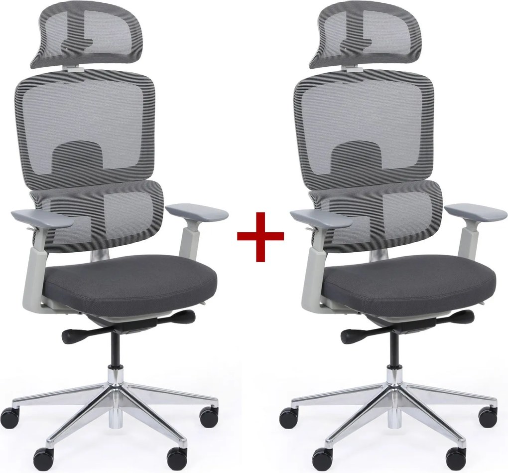 Kancelářská židle WILMOT MF 1+1 ZDARMA, šedý rám, šedá