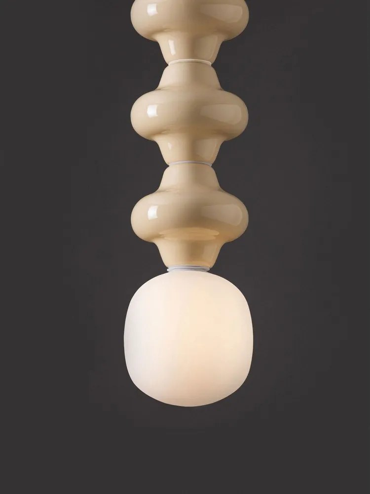 Bílé/krémové keramické závěsné svítidlo se skleněným stínidlem ø 18 cm Clio – Nova Luce