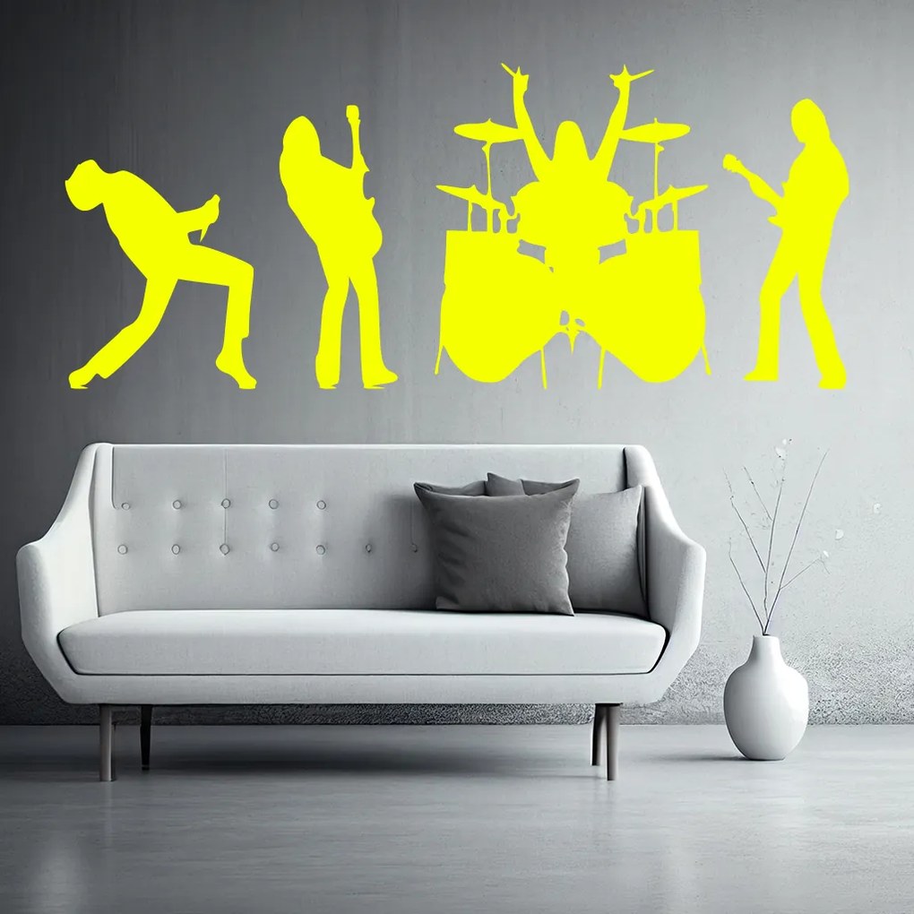 Živá Zeď Samolepka na zeď Rocková kapela Barva: žlutá, Velikost: 100 x 40 cm