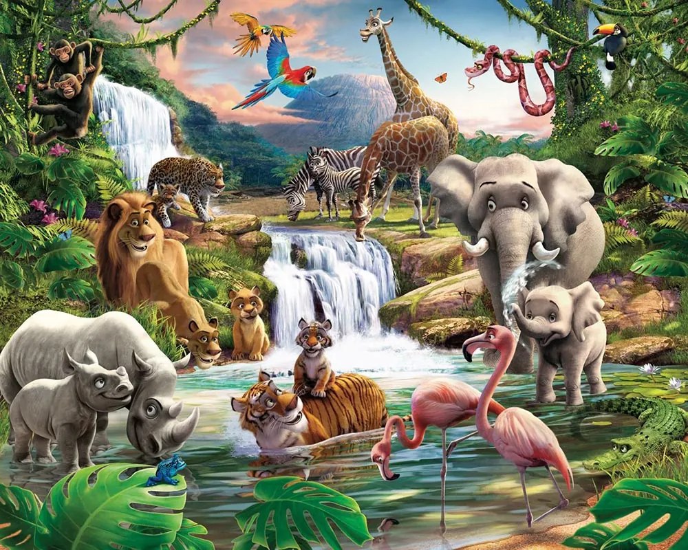3D tapeta pro děti Walltastic - Džungle 2 305 x 244 cm