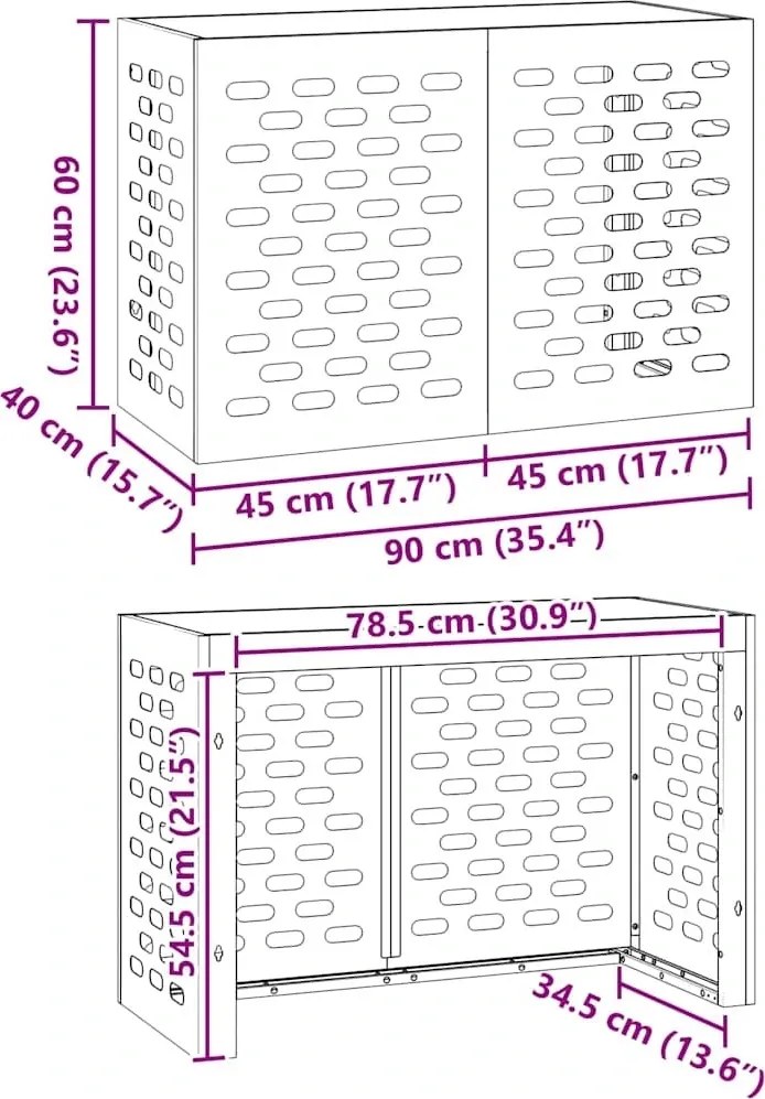 vidaXL Ochrana klimatizace Rezavá 90 x 40 x 60 cm [865896]