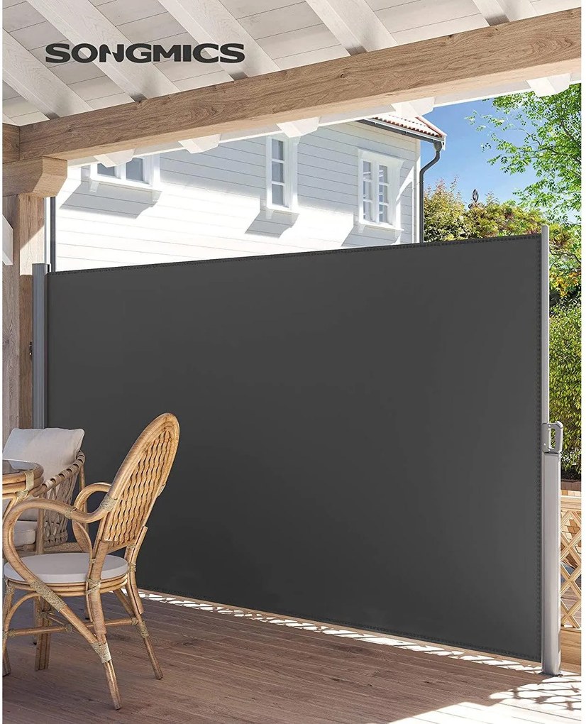 Boční sluneční clona, sluneční clona na balkon, terasu, 160x400 cm, šedá