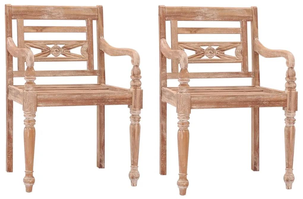 vidaXL Židle Batavia 2 ks s běleným povrchem masivní teakové dřevo