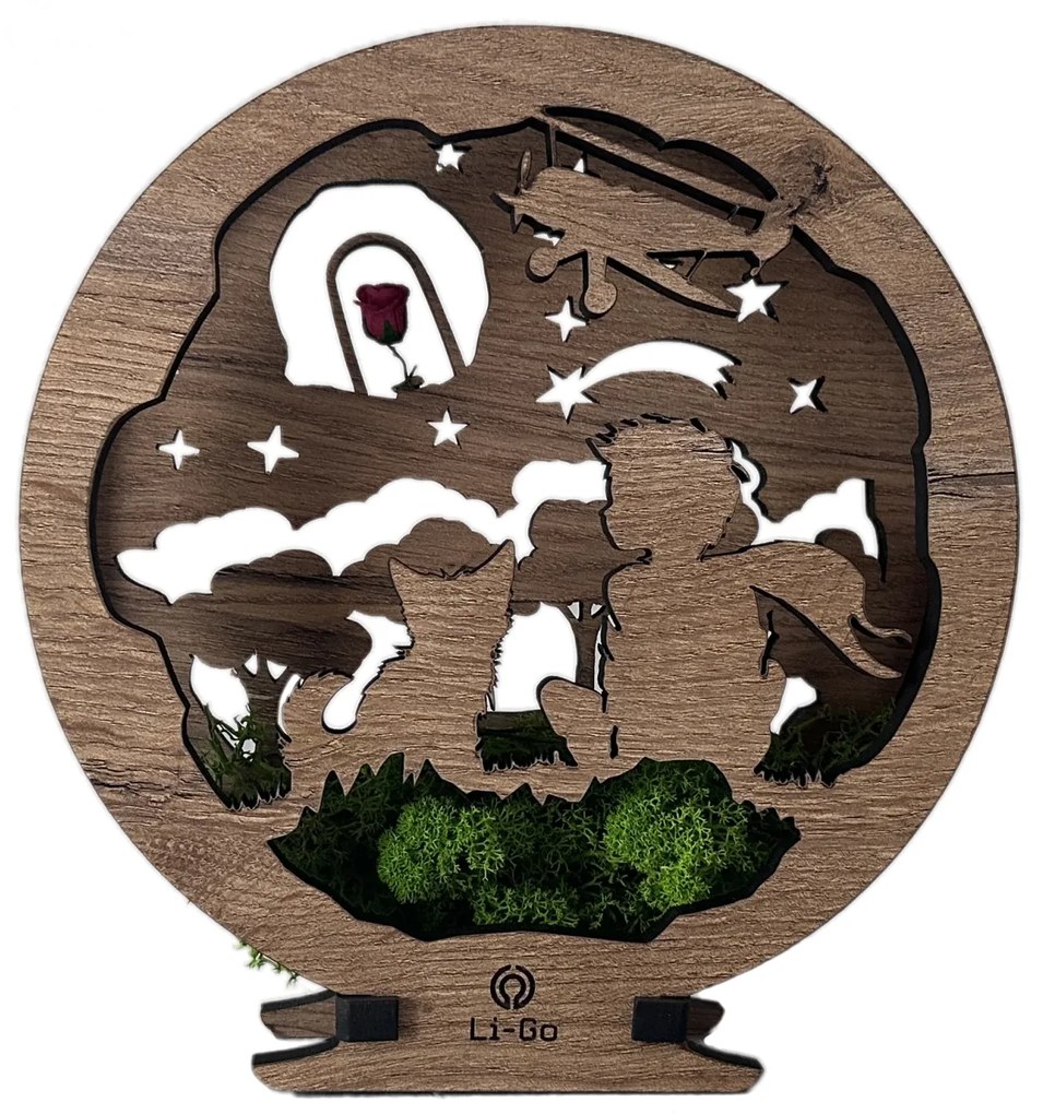 Li-Go "Malý princ s růží" lampa 20x22cm provedení povrchu: ořech