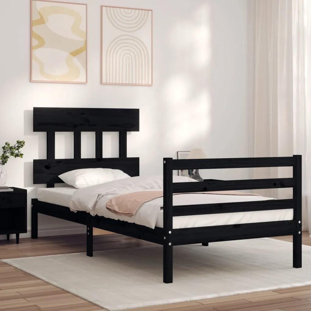 vidaXL Rám postele s čelem 100 x 200 cm masivní dřevo [3195148] Barva: Bílá