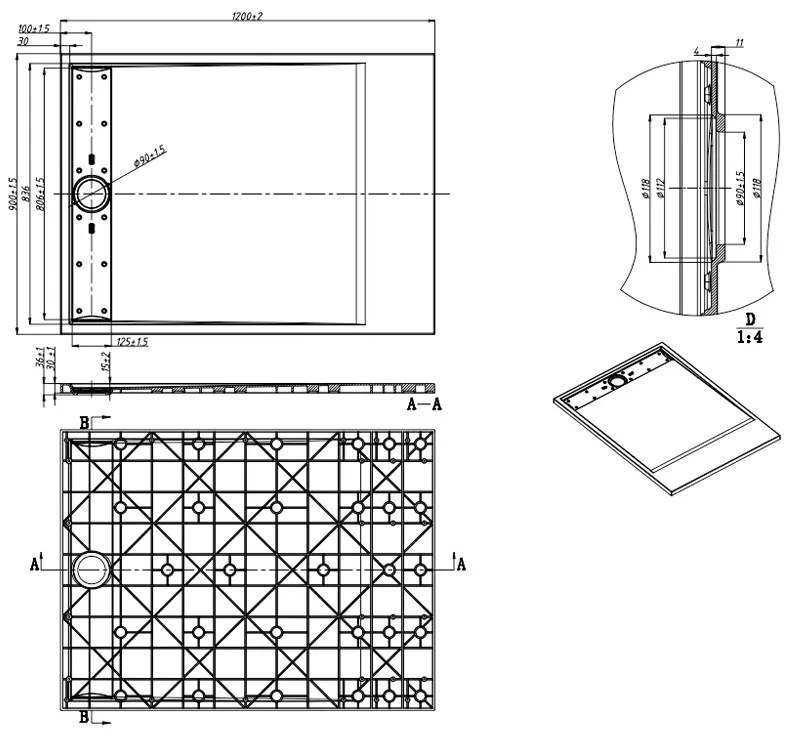 BPS-koupelny Obdélníková akrylátová sprchová vanička HYD-OSV-DEKO 120x90 bílá