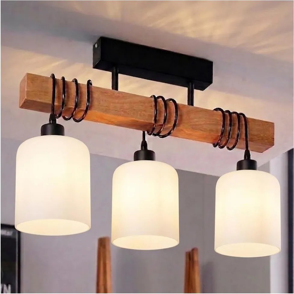 Brilagi - Přisazený lustr WOOD GLASS 3xE27/60W/230V borovice/černá/bílá