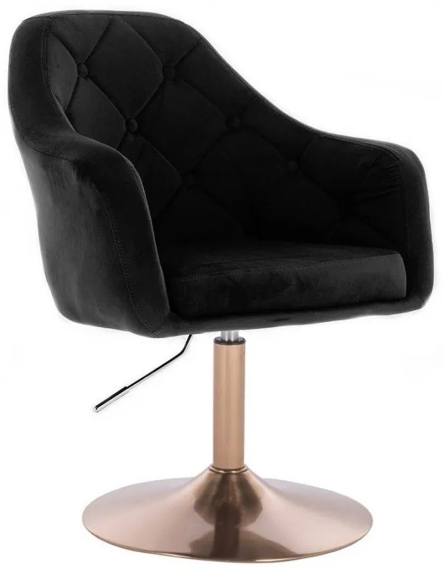 LuxuryForm DESIGN Otočné křeslo ANDORA VELUR na zlatém talíři - černé