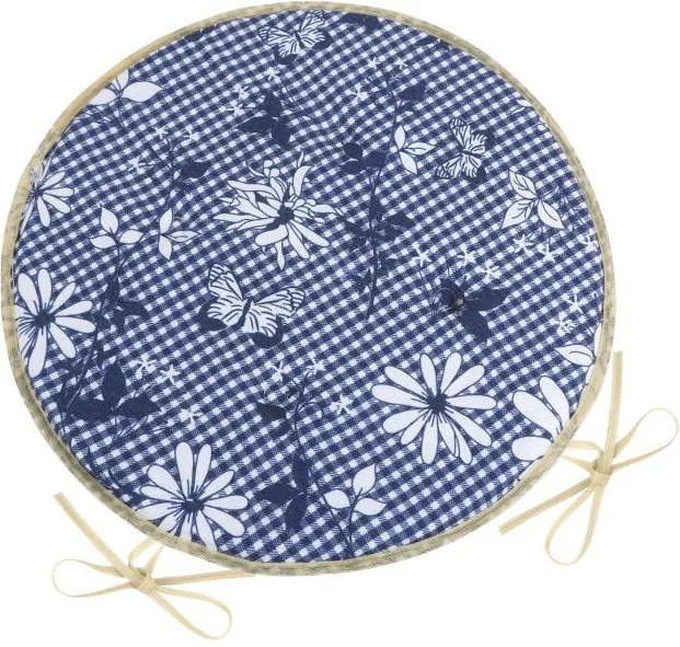 Bellatex Sedák DITA kulatý hladký Modrá 40 cm, (průměr)