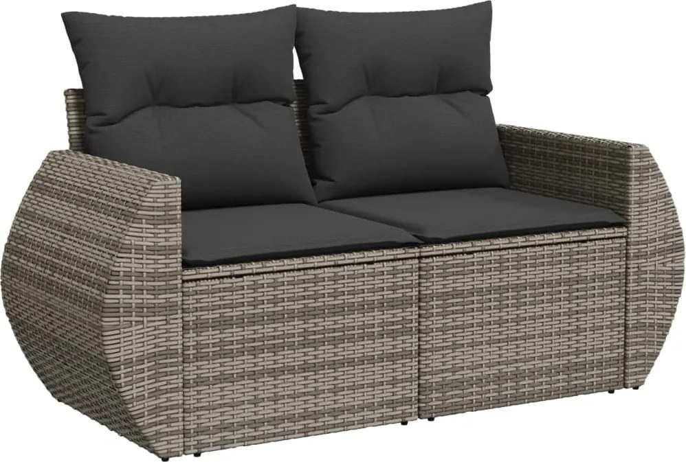 7dílná zahradní sedací souprava s poduškami šedá polyratan 3221699