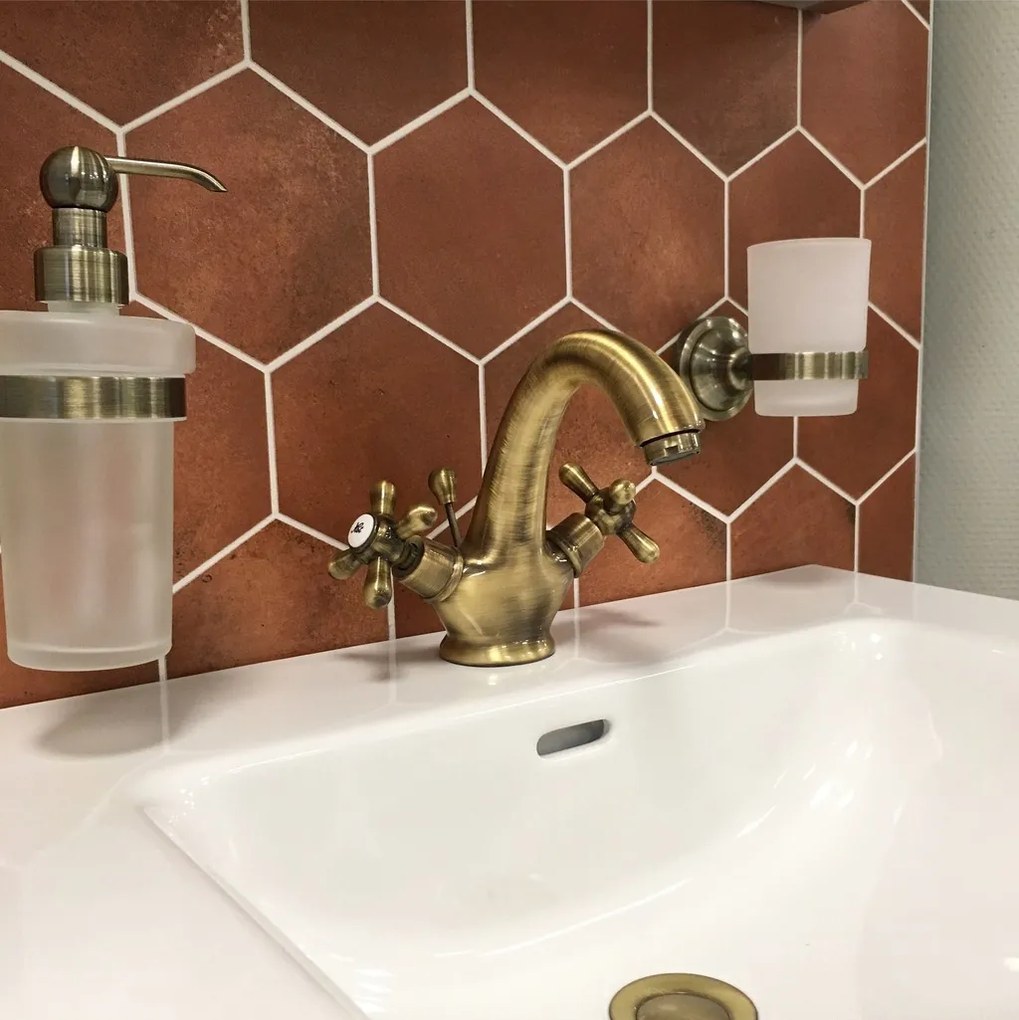 Slezák Rav Morava retro baterie umyvadlová s otvíráním odpadu stará mosaz MK129.0SM