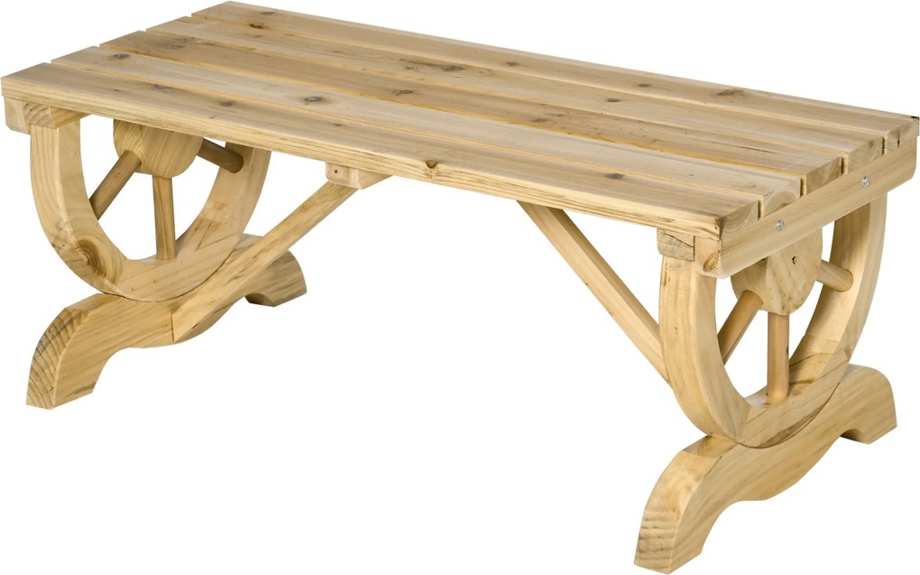 Zahradní lavice Outsunny, dřevěná, odolná vůči počasí, rustikální venkovní nábytek, Přírodní 98 x 50 x 39,5 cm | Aosom