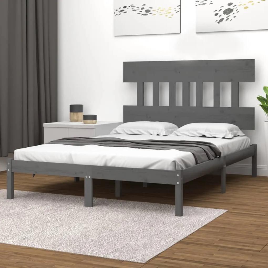 Rám postele šedý masivní dřevo 140 x 190 cm,  3104720