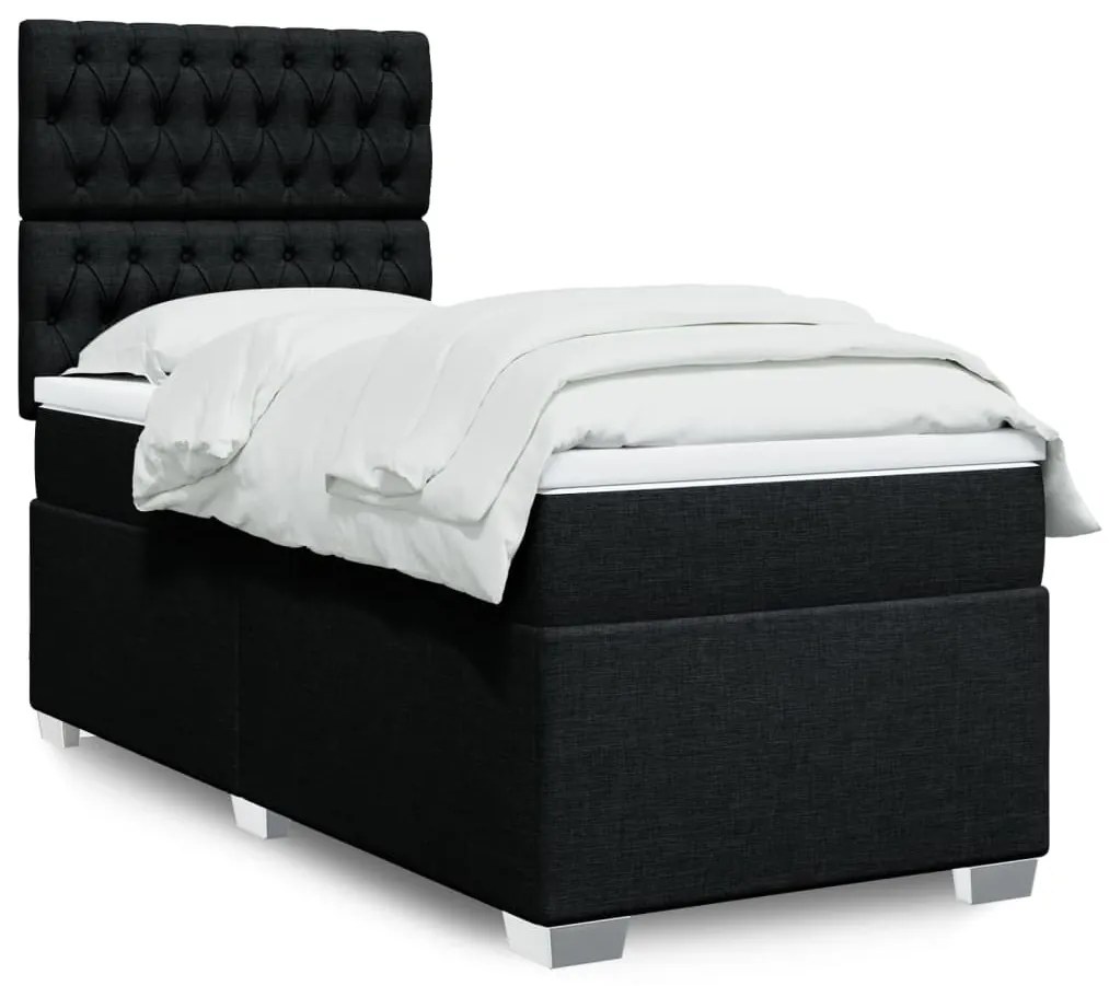 Box spring postel s matrací černá 90x190 cm textil 3290352