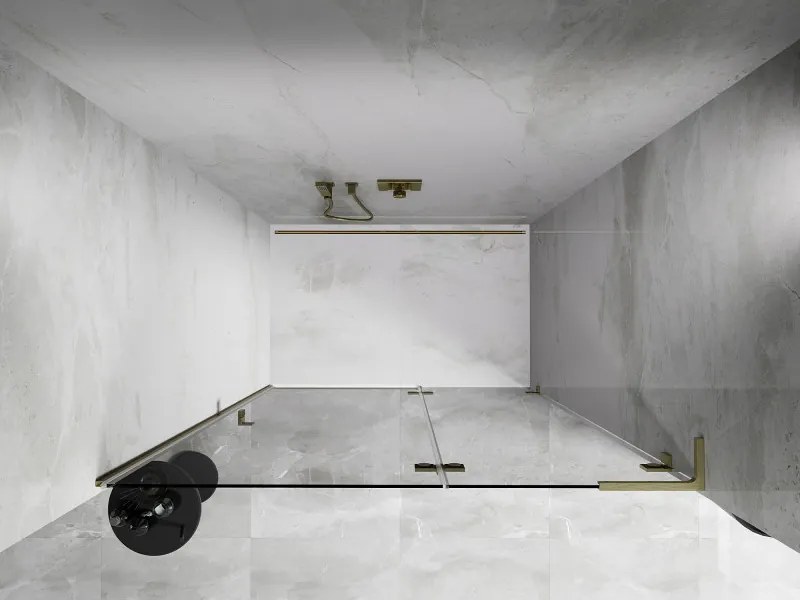 Mexen, Mexen Lunar L výklopné pravé sprchové dveře 140 cm, transparentní, broušené zlaté - 834L-140-000-55-00-P