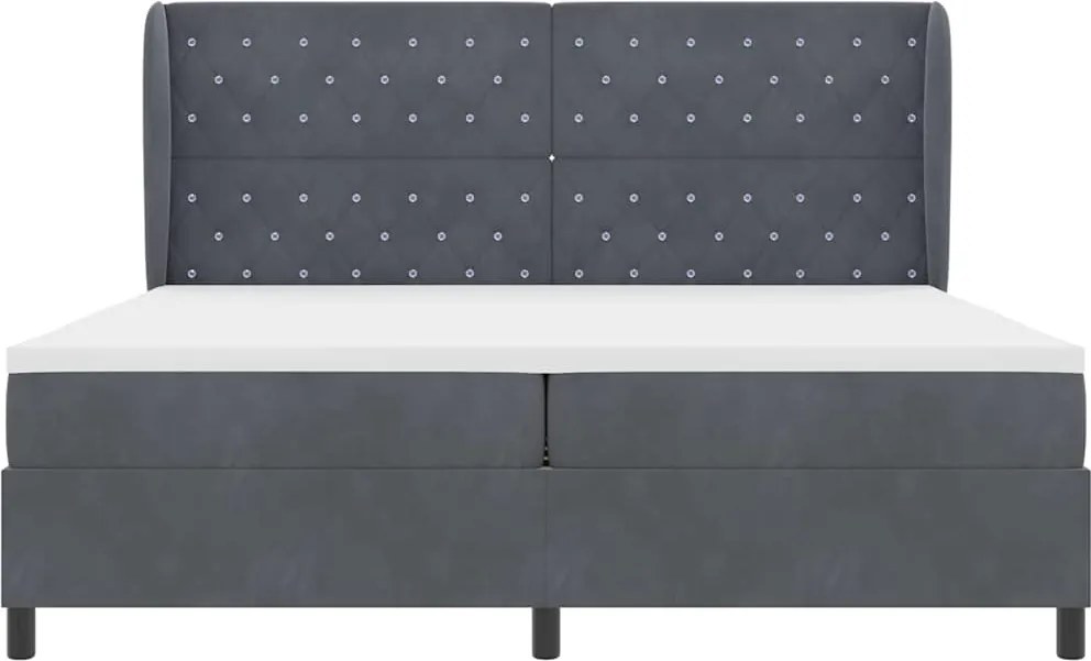 Postel s boxspringem s matrací Tmavě šedá 200 x 200 cm samet 3340893