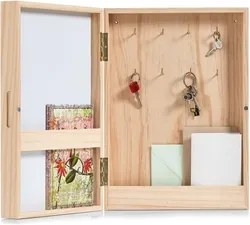 Skříňka na klíče a poznámky s magnetickou tabulí, dřevěná