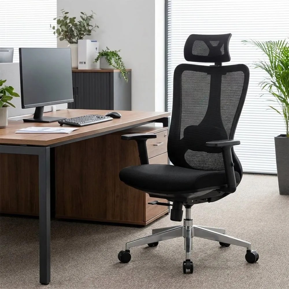 Kancelářská ergonomická židle Neoseat AMADORA — síť / látka, černá, nosnost 150 kg