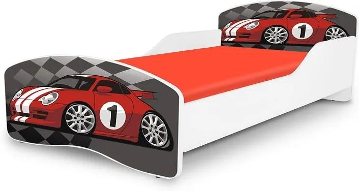 Dětská postel - Závodní auto - small rainbow - 180 x 80 cm