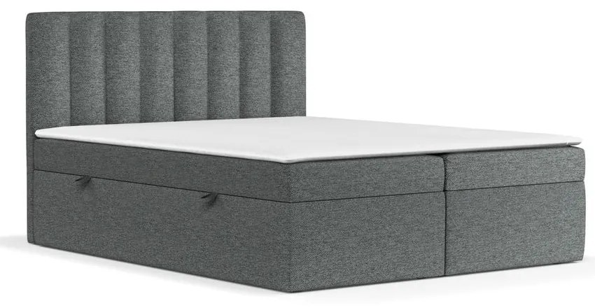 Tmavě šedá boxspring postel s úložným prostorem 180x200 cm Novento – Maison de Rêve