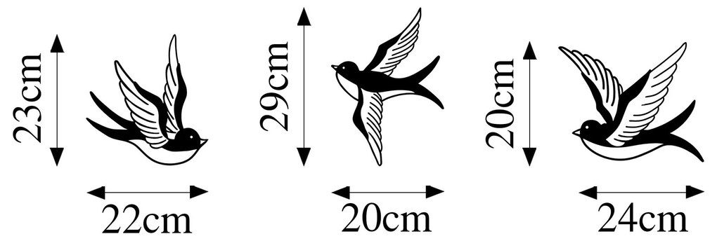 Nástěnná kovová dekorace Mountain Birds černá
