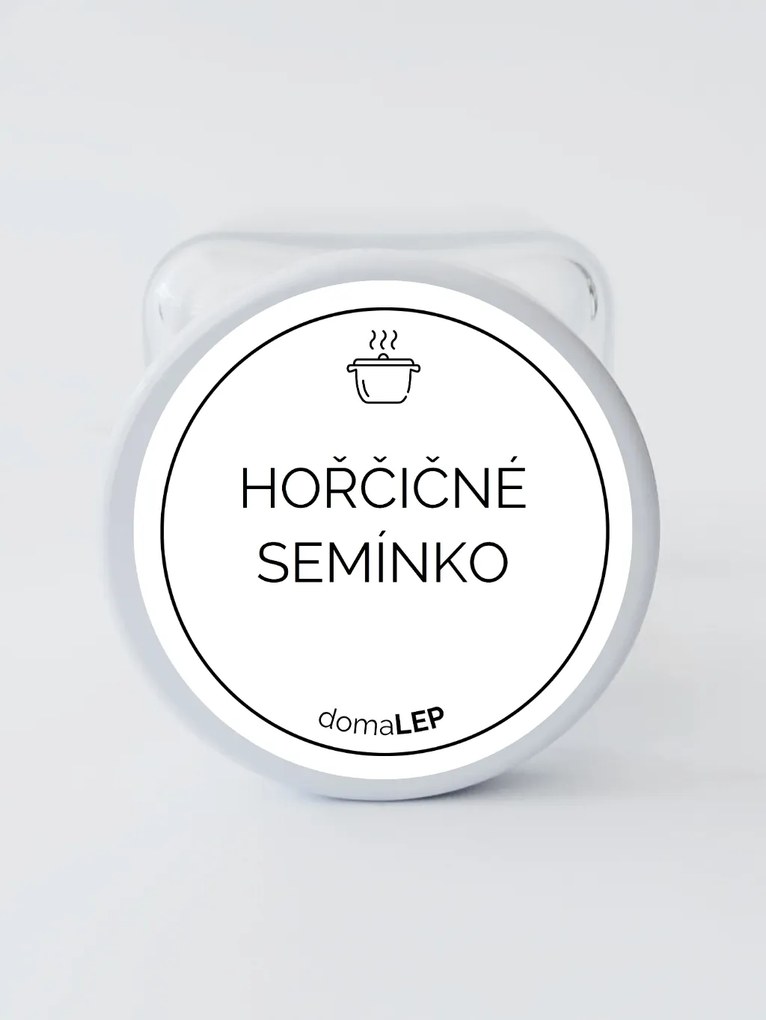 Samolepka na kořenky HOŘČIČNÉ SEMÍNKO bílá 5 cm základní písmo
