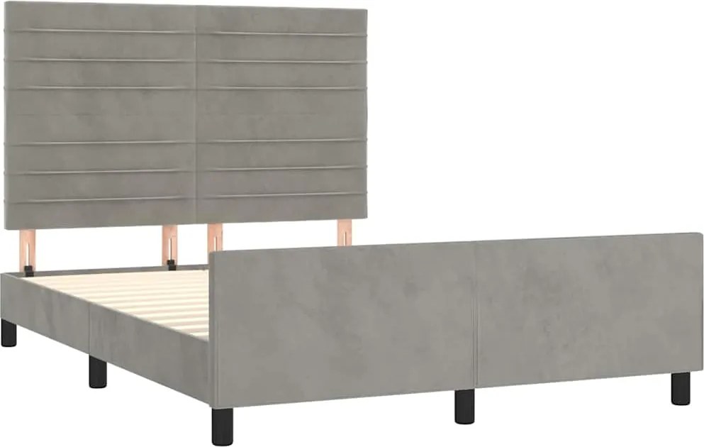 Rám postele bez matrace světle šedý 140 x 190 cm samet 3125812